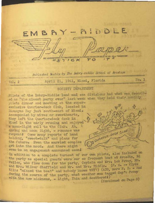 "Embry-Riddle Fly Paper 1941-04-21" by Embry-Riddle School of Aviation