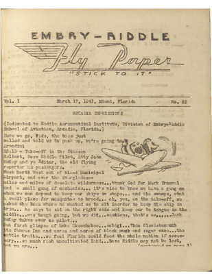 "Embry-Riddle Fly Paper 1941-03-17" by Embry-Riddle School of Aviation