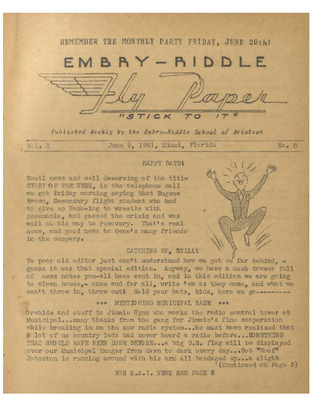 "Embry-Riddle Fly Paper 1941-06-09" by Embry-Riddle School of Aviation