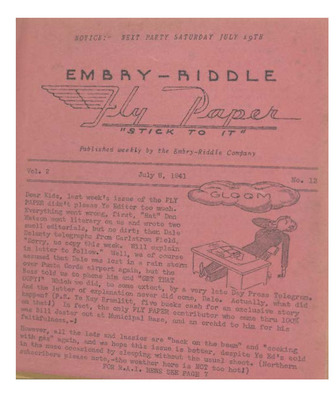 "Embry-Riddle Fly Paper 1941-07-08" by Embry-Riddle School of Aviation
